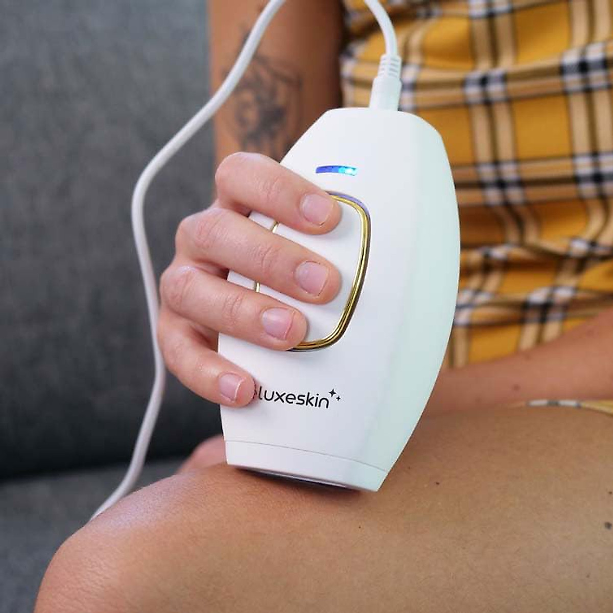 Deluxeskin Laser Hair Removal At Home - IPL Hair Removal Device | The Ultimate Skincare Routine for Beautiful, Radiant Skin of Bikini, Legs, Arms, Face, Upper Lips | Facial Hair Removal Handset