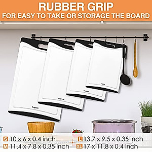 Extra Large Cutting Boards, Plastic Cutting Boards for Kitchen (Set of 4) Cutting Board Set Dishwasher Chopping Board with Juice Grooves Easy-Grip Handles, Black, Empune