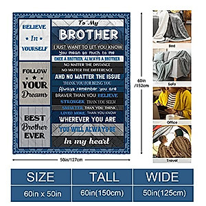 Gifts for Brother Blanket, Brother Gifts from Sister, Brother Gifts Blanket, Big Brother Gift, Brother Birthday Gift for Brother, Gifts for Brother from Brother Adult Graduation Blanket 60"x 50"