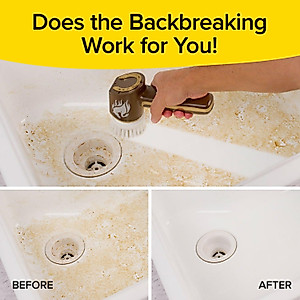 Horsepower Scrubber Gold Edition, Longer Battery Life, Electric Power, Rechargeable, Spins 350 RPM, Waterproof, 5 Brush Heads, AS-SEEN-ON-TV, Cleans Dirt & Grime: Bathrooms, Kitchen, Indoors/Outdoors