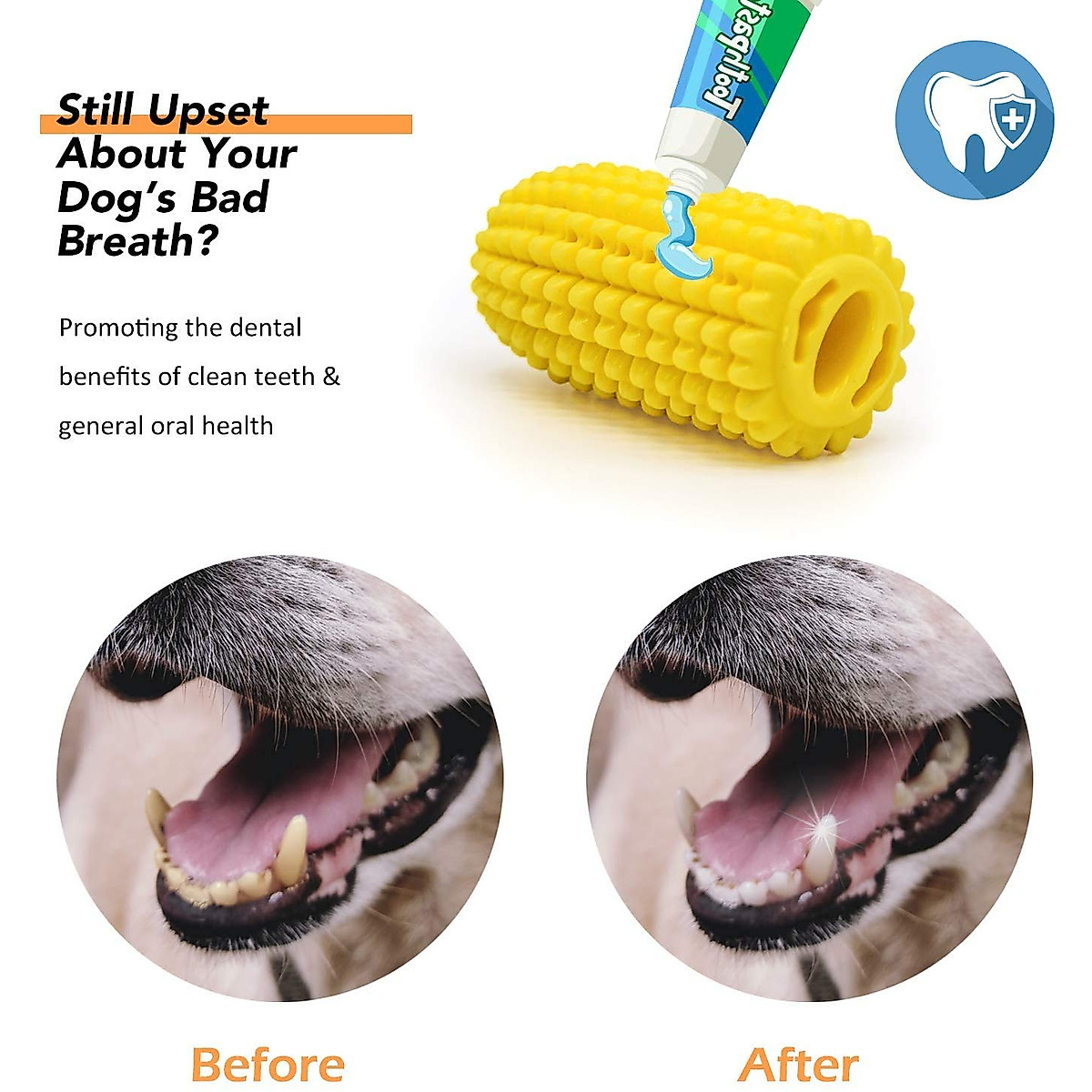 Xemz Dog Toy Corn Molar Stick with Rope, Dog Toothbrush Chew Toys, Pet Teething Cleaning Stick Bite-Resistant Toothbrush Dog Chewing Stick Toy, for Medium Large Dog Cleaning Teeth Dental Care