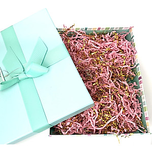 PUROSUR Crinkle Cut Paper Shred Filler Pink & Gold for Gift Wrapping & Basket Filling luxury Gift Box Filler Gift Basket Stuffing Shipping Packaging Craft Party Favor Bags - (4 oz) (Pink & Gold)