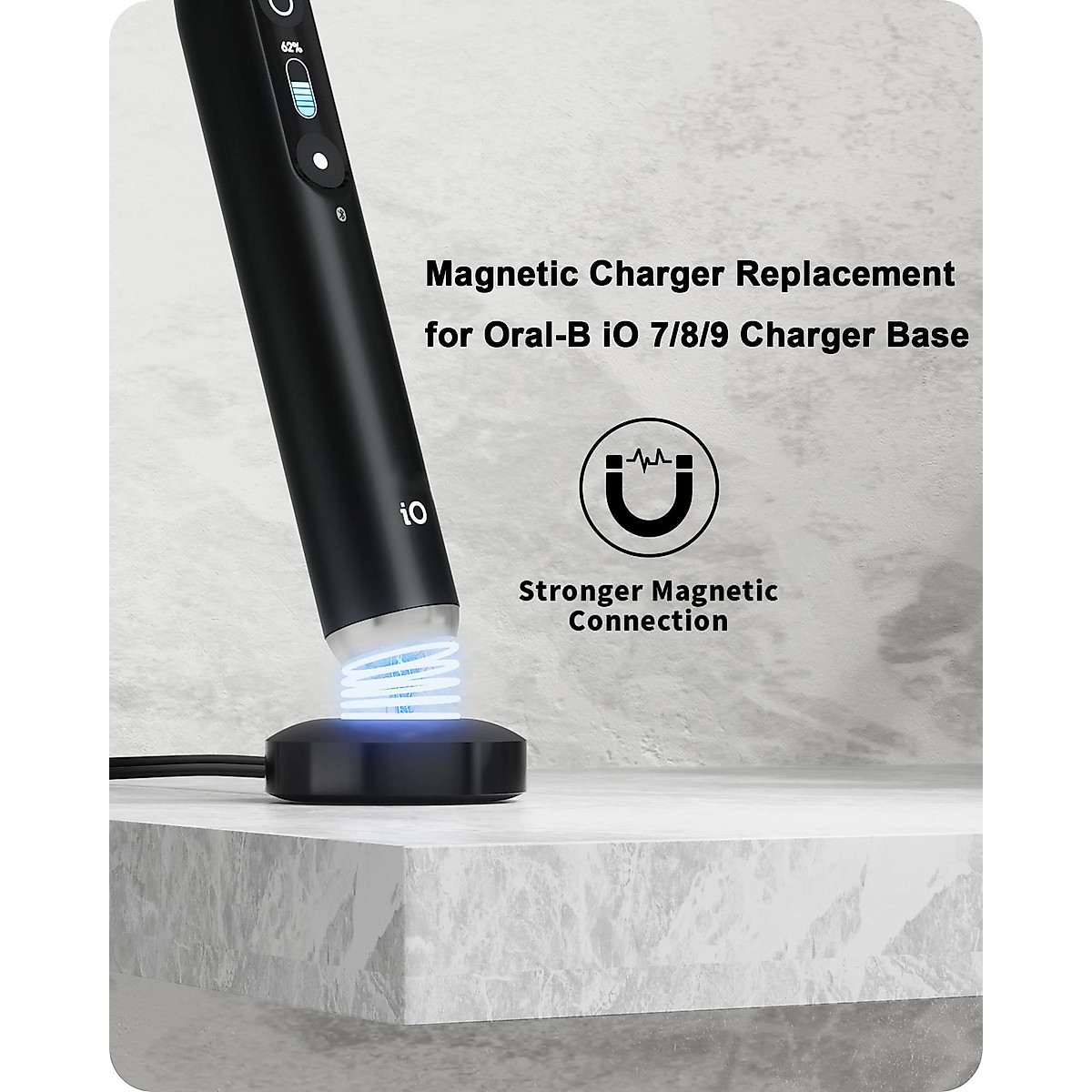 Magnetic Charger Replacement for Oral-B iO Series 7/8/9 Electric Toothbrush, Magnetic Charging Base Compatible with Oral-B Electric Toothbrush iO Series (Black)