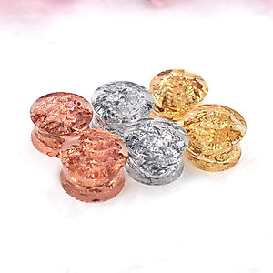 Jboyanpei 3Pairs /6pcs Shineing Metal Color Ear Gauges Tunnels and Plug Acrylic Ear Expander Studs Stretching Size 0g(8mm) to 150/127''(30mm)