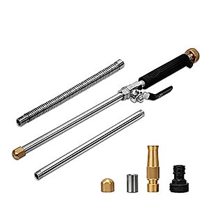 Hydro Jet High Pressure Power Washer-high pressure cleaning tool Extra Long Extendable Wand,Flexible Water Hose Universal Nozzle,Gutter Patio Car Pet Window Cleaning tool black