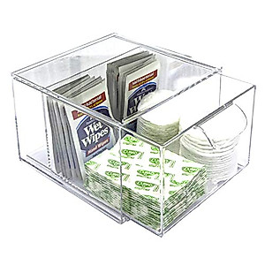 ImpiriLux Cosmetic Organizer Drawer Set | Set of Two Clear Stackable Plastic Makeup Drawers | Elegant Storage Solution for Bathrooms and Vanities