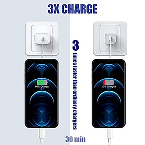 3-Pack iPhone Fast Charger [Apple MFi Certified] 20W PD USB C Wall Charger Adapter with 3 Pack 6.5FT Type C to Lightning Cable Compatible with iPhone 14/13/13 Pro/12/12 Pro/12 Pro Max/11/iPad