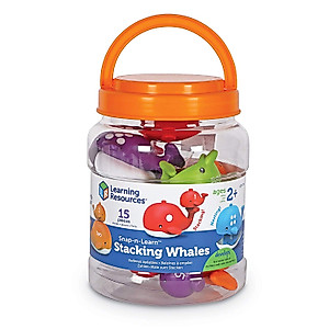 Learning Resources Snap-n-Learn Stacking Whales, Educational Toys ,Fine Motor, Counting & Sorting Toy, Shape Sorting, 15 Pieces, Ages 2+