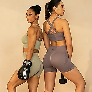 Evercute Sports Bra for Women Padded Medium Support Criss Cross Strappy Bras Seamless High Impact Yoga Exercise Athletic Bras