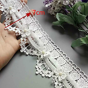 1 Yard White Lace Trim Fabric Bow-Knot Pearl Embroidered Lace Ribbon Handmade DIY Sewing Supplies Craft Clothes Decoration