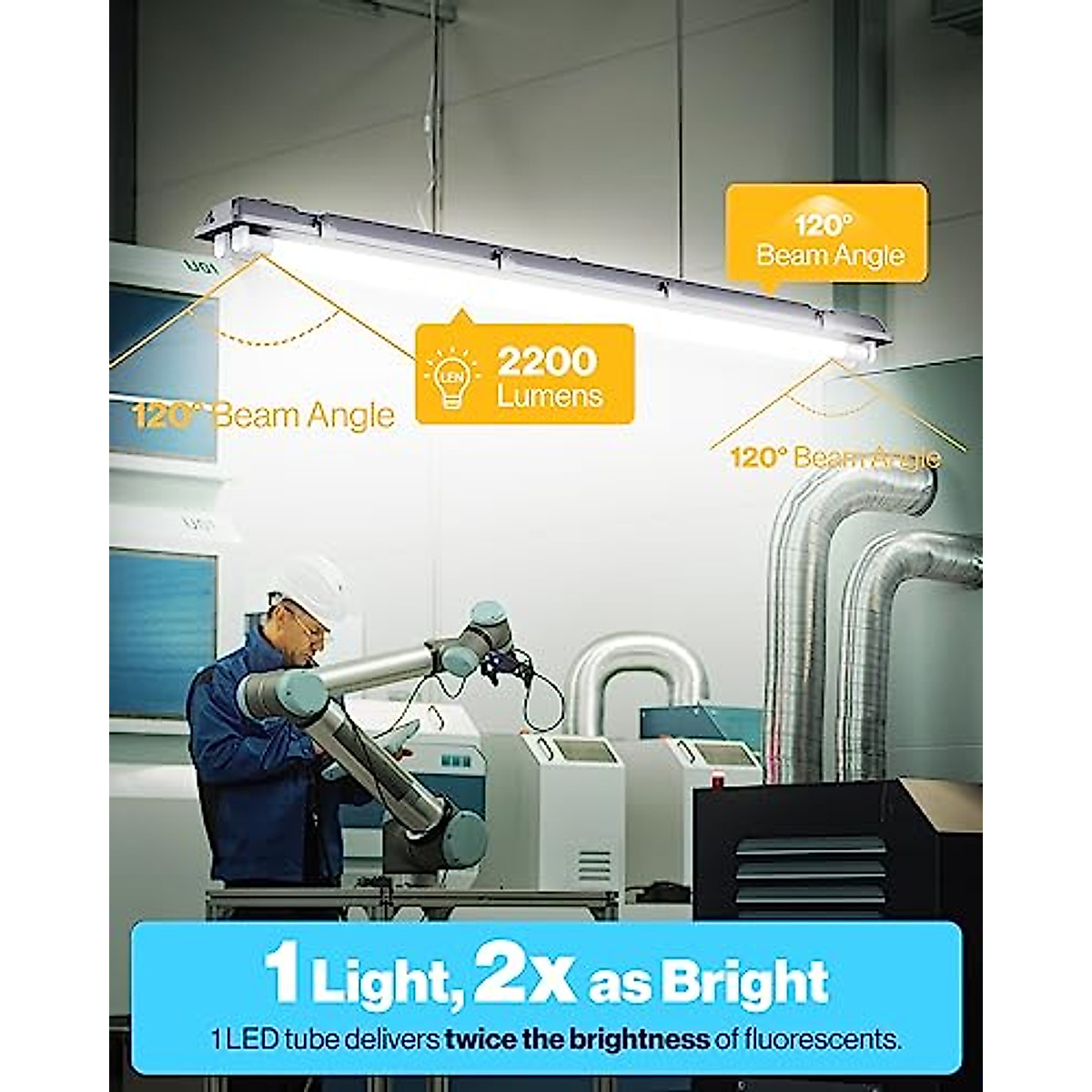 Sunco 50 Pack T8 LED Tubes 4FT Fluorescent Replacement, 48 Inch, 18W, 2200LM, 6000K Daylight Deluxe, Single Ended Power, Type B, Ballast Bypass, Clear Lens UL