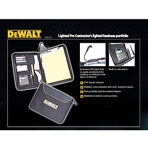 DEWALT DG5142 Pro Contractor's Business Portfolio with Flex-Light, Built-In Calculator, Full Zipper Enclosure