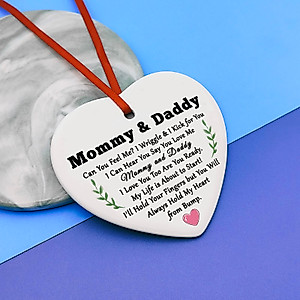 Mom to Be Gift Ornament Ceramic Gifts Pregnancy Announcements Gifts for Friends Dad Mom Gender Reveal Gifts Baby Announcement Daddy Here Comes Mommy Wedding Sign Mommy Dad to be Sign