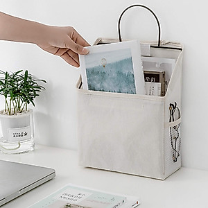 TsLinc 2 Pack Wall Hanging Storage Bag, Waterproof Over The Door Closet Organizer Hanging Pocket Linen Cotton Organizer Box Containers for Bedroom, Bathroom