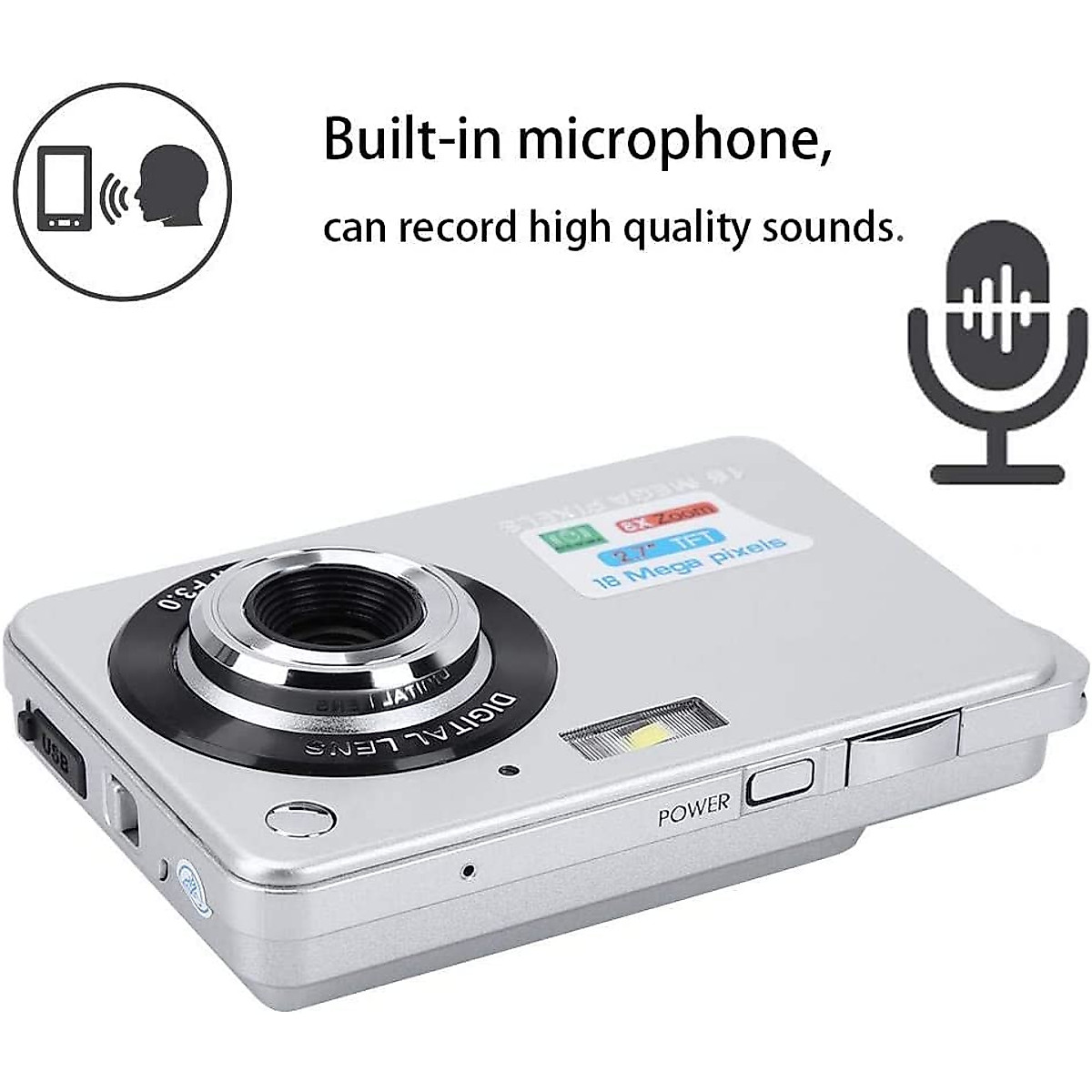 Digital Cameras for Photography Digital Video Camera, Full HD 1080P Video Recorder, 2.7" Screen Rechargeable Pocket Camera Built-in Microphone, Different Scene for Beginners