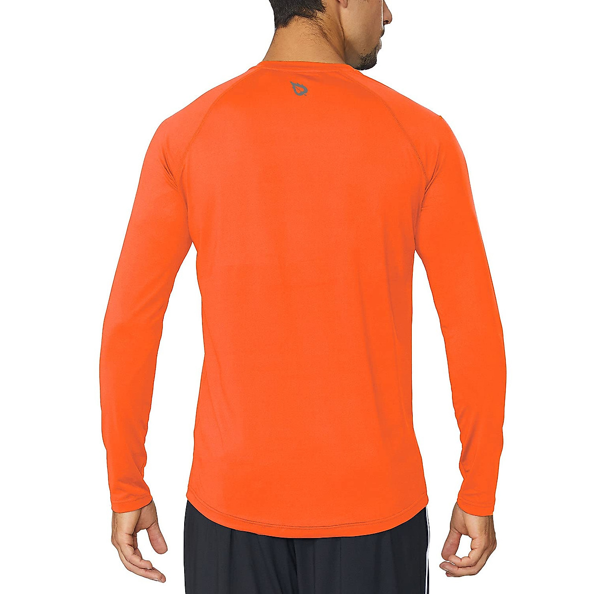 BALEAF Men's Long Sleeve Running Shirts Quick Dry Workout Shirts Athletic T-Shirts Lightweight Soft Fishing Tee Tops Orange Size XL