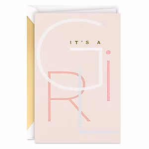 Hallmark Signature Baby Shower Card for Girl (Balloons) Welcome New Baby Girl, Congratulations