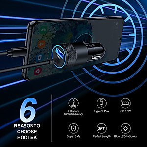 Type C Fast Car Charger for Samsung Galaxy A55/A54/A15/A14/5G/A35/A13/S24/S23 Ultra/S23/S22 Ultra/S22/S21 FE/S20/S10/S9/Plus/A53 5G,3.4A Fast Charging Android Phone Car Charger Adapter 3FT USB C Cable