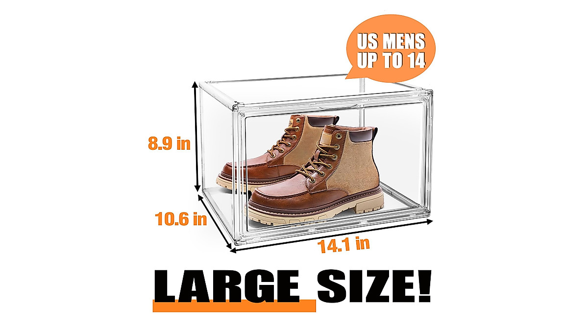 Clear Stackable Shoe Boxes with Magnetic Door - EDS FAM