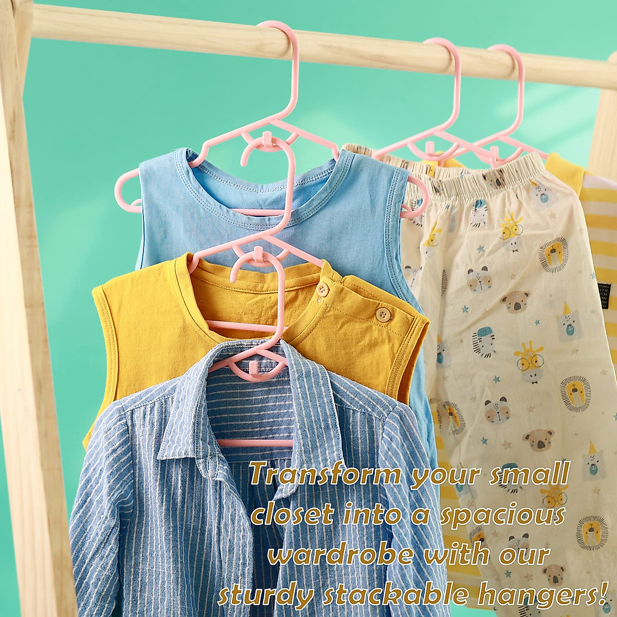 MJRASG Anti-Slip Plastic Baby Hangers, 100-Pack, Light Pink, Ideal for Closet Organization, Easy to Use, Holds Clothes Securely