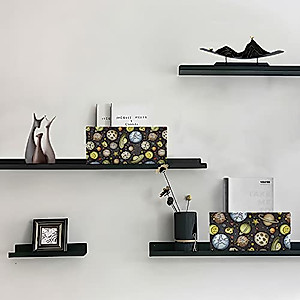 Cartoon Space Planets Storage Basket Felt Storage Bin Collapsible Towel Storage Toy Storage Box Organizer for Kids Bedroom Magazine