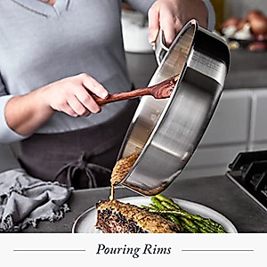 Merten & Storck Tri-Ply Stainless Steel 8" Frying Pan Skillet, Professional Cooking, Multi Clad, Heats Evenly, Drip-Free Pouring Edges, Browning, Induction, Durable, Oven & Dishwasher Safe