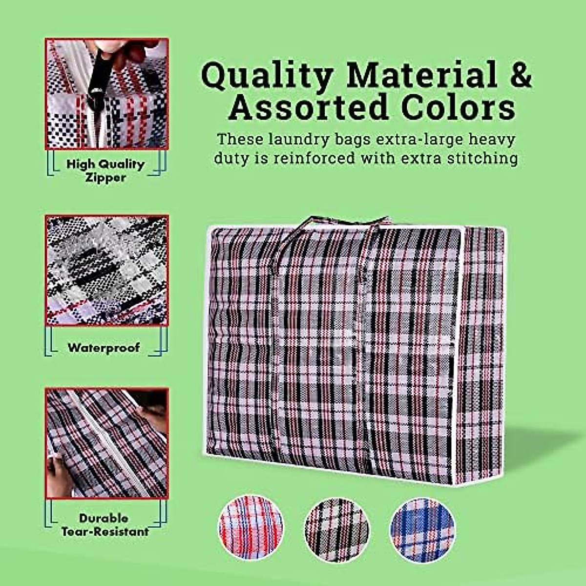 AAYAW Reusable & Versatile Large Laundry Bags with Reinforced Zips & Handles - Multi-Pack Options Durable for Clothing & Bedding - Ideal for Storage, Moving & Travel(+/- 10%) (Pack of 3)