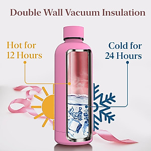 A Wise Woman Once Said I'm Outta Here and Lived Happily Ever After Engraved Insulated Stainless Steel Water Bottle Tumbler Cap Lid 17 oz. (Pink)