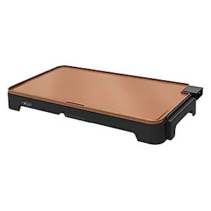BELLA XL Electric Ceramic Titanium Griddle, Make 15 Eggs At Once, Healthy-Eco Non-stick Coating, Hassle-Free Clean Up, Large Submersible Cooking Surface, 12" x 22", Copper/Black