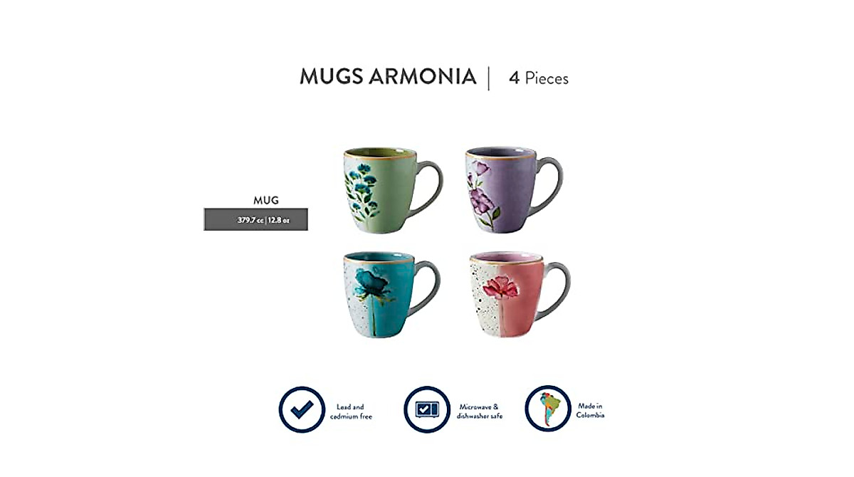Colorful Corona Mugs Set of 4 for Coffee & Tea Lovers