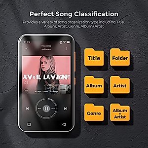 TIMMKOO MP3 Player with Bluetooth, 4.0" Full Touchscreen Mp4 Mp3 Player with Speaker, Portable HiFi Sound Mp3 Music Player with Bluetooth, Voice Recorder, E-Book, Supports up to 512GB TF Card (White)