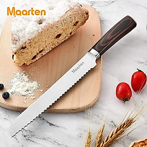 ABITALENT Bread Knife 8 Inch with Sheath, Ultra Sharp High Carbon Stainless Steel Bread Blade Cutting Slicing Knife for Homemade Bread, Bagels, Cake