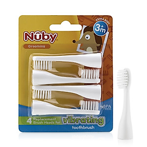 Nuby Vibrating Toothbrush Replacement Heads, Pack of 4