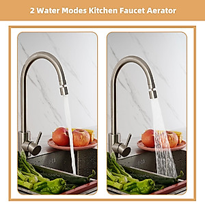 Hibbent NSF/ANSI/CAN 61 Certified Faucet Aerator, CUPC Certification 360 Degree Swivel Kitchen 2-Flow Sprayer Splash-Proof Water Saving Faucet Extender- 55/6 Inch-27UNS Female Thread, Brushed Nickel