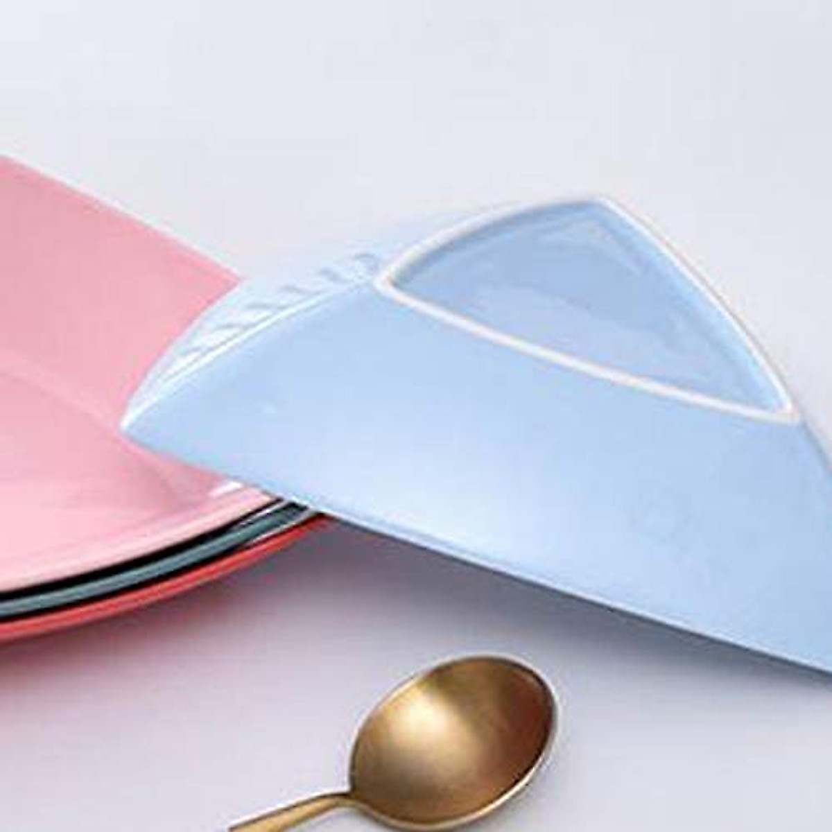 KOWMcp Dinner Plates 1Pcs Household Triangular Plate Can Be Used to Place Vegetables, Grilled Meat, Pasta, Fruit Pies (Color : Pink)