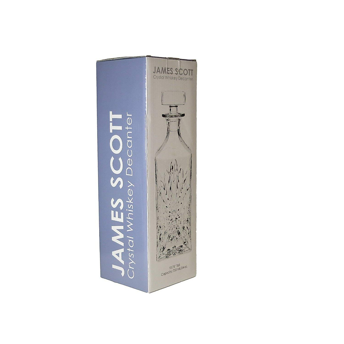 James Scott Crystal Decanter for Whiskey, Liquor and Bourbon - 25 Oz. | Irish Cut design | Gift Box