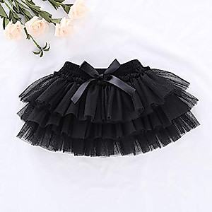 OPAWO Baby Girls Tutu Skirt Infant Toddler Tulle Dress Skirt Baby Bloomers with Diaper Cover Cake Smash Outfit Girl 0-24 Months(Black)