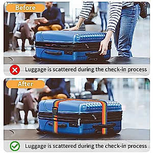 BILIONE Luggage Straps Belts TSA Approved Keep Suitcase Secure While Traveling, 79" Long Add a Bag Premium Accessory for Travel Bag Closure, 4 Pack Yellow Black