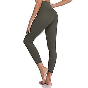 Colorfulkoala Women's Buttery Soft High Waisted Yoga Pants 7/8 Length Leggings (XL, Olive Green)