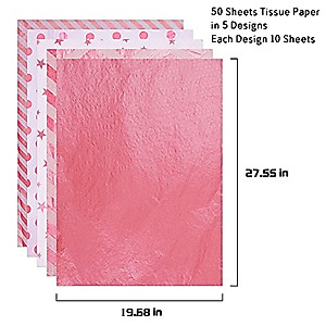 MR FIVE 50 Sheets Pink Gift Wrapping Tissue Paper Bulk,20" x 28",Tissue Paper for Gift Bags,DIY and Craft,Wrapping Paper for Weeding,Baby Shower,Birthday,Holiday