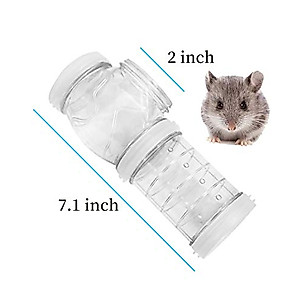 WishLotus Hamster Tubes with 2 Pipe Connection Plates, Adventure External Pipe Set Creative Transparent DIY Connection Tunnel Track to Expand Space Hamster Cage Accessories Hamster Toys (Clear)