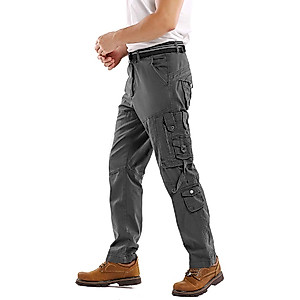 AKARMY Men's Casual Pants, Outdoor Streetwear Techwear Pants, Cargo Pants with Multi-Pocket K03 Gray
