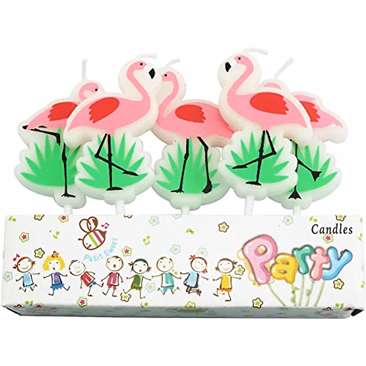 JCBIZ 5pcs Birthday Cake Candles Flamingo Pattern 25x25mm Creative Candles for Party Supplies, Cake Decoration