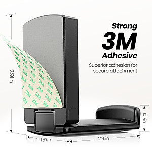 (2 Pack) Sticky Headphone Stand Controller Holder - EURPMASK Adhesive Gaming Headset Hook, Headphone Holder for Desk with Soft Rubber Pads, Universal PC Gaming Accessory Controller Headset Stand,Black