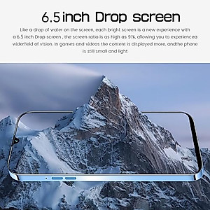 Smartphone, 6.5inch Ultra HD Screen 13 MP Camera Face Recognition Unlocked Cell Phone 4GB RAM 64GB ROM 8000mAh High Capacity Battery Triple Card Slot Mobile Phone (Blue)