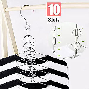1 Pack Clothes Hangers Chain, 10 Slots Closet Organizer Clothes Hangers Storage, Magic Hanger Chains with Stainless Steel & Collapsible, Space Saving Hanging Chains