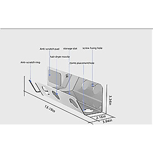 HZWZ Wall Mounted Hair Dryer Bracket, Non-perforated Bathroom/Bedroom/Toilet Hair Dryer Storage Rack for Hair Dryer Storage Rack, Easy to Install, Rust Resistant, Silver