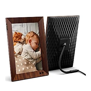 Nixplay 10.1 inch Smart Digital Photo Frame with WiFi (W10F) - Wood Effect - Share Photos and Videos Instantly via Email or App