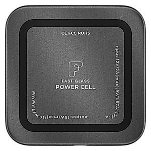 POWERCELL Wireless Charging Pad for iPhone 15 | 15W EPP Fast Charge Ready | Square Shaped Glass Top Aluminum Shell | USB to USBC Cable | Compatible with All Qi-Certified Devices | NO Power Adapter