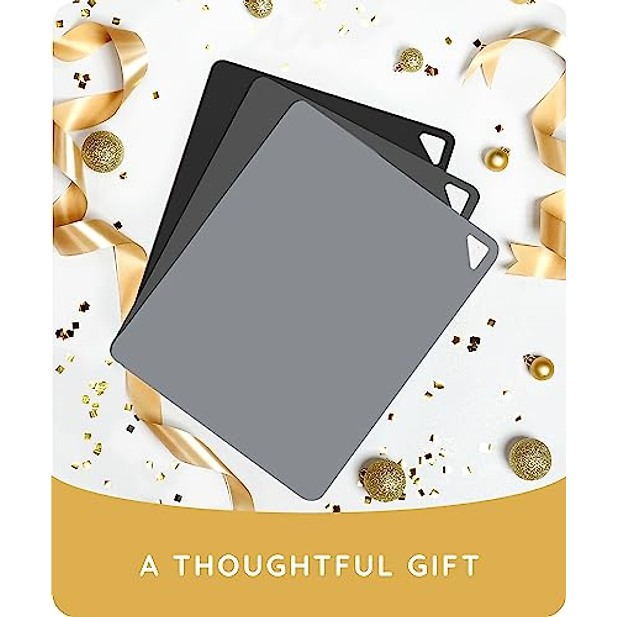 Extra Thin Flexible Cutting Boards for Kitchen - Cutting Mats for Cooking, Colored Cutting Mat Set with Easy-Grip Handles | Non Slip Cutting Sheets, Flexible Plastic Cutting Board Set of 3 (15"x12")